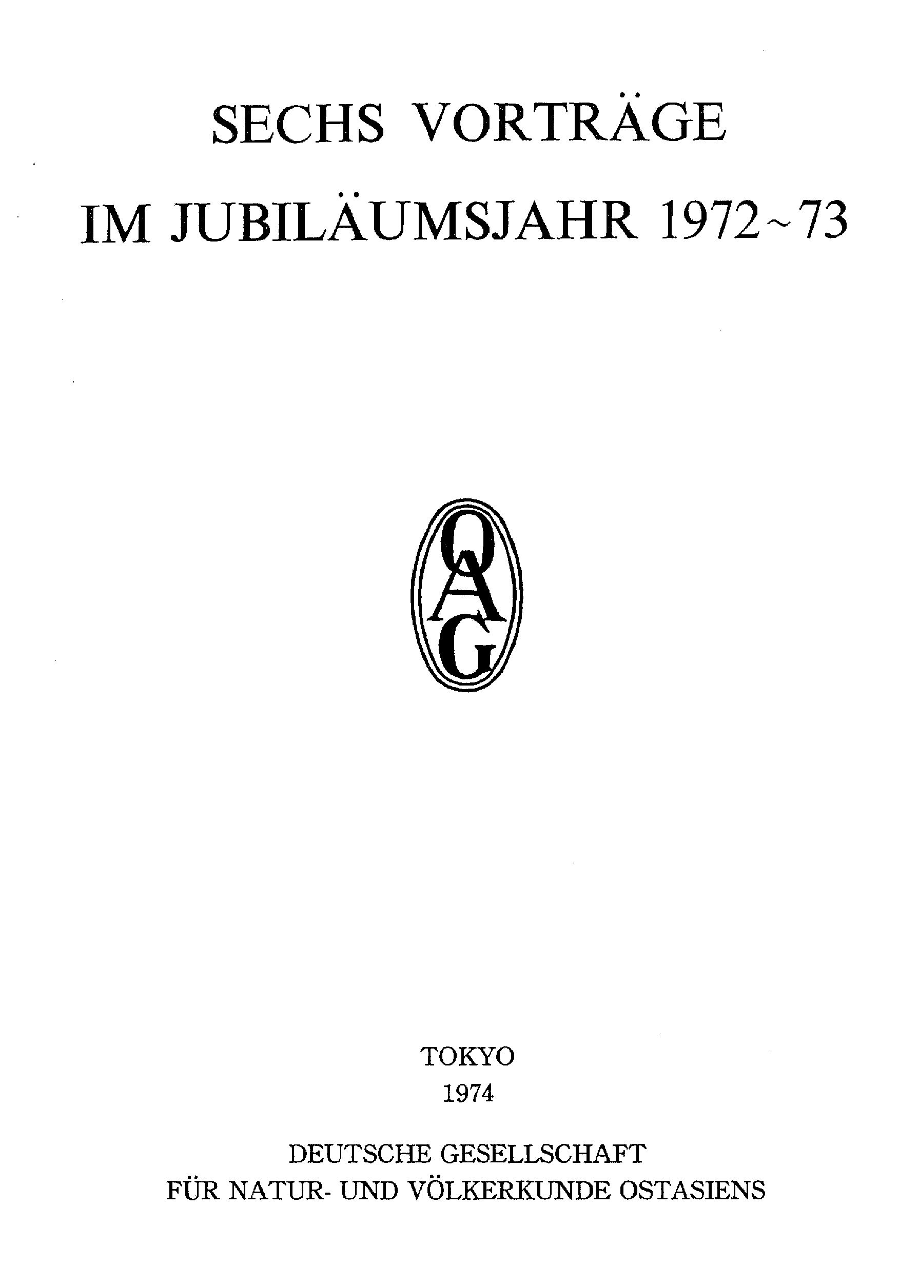 Band LVIII (1974) | OAG Tokyo (1974) | OAG Mitteilungen | OAG ...